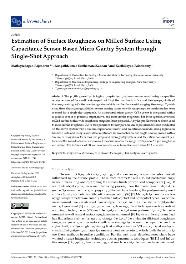 (PDF) Estimation of Surface Roughness on Milled Surface Using Capacitance Sensor Based Micro ...