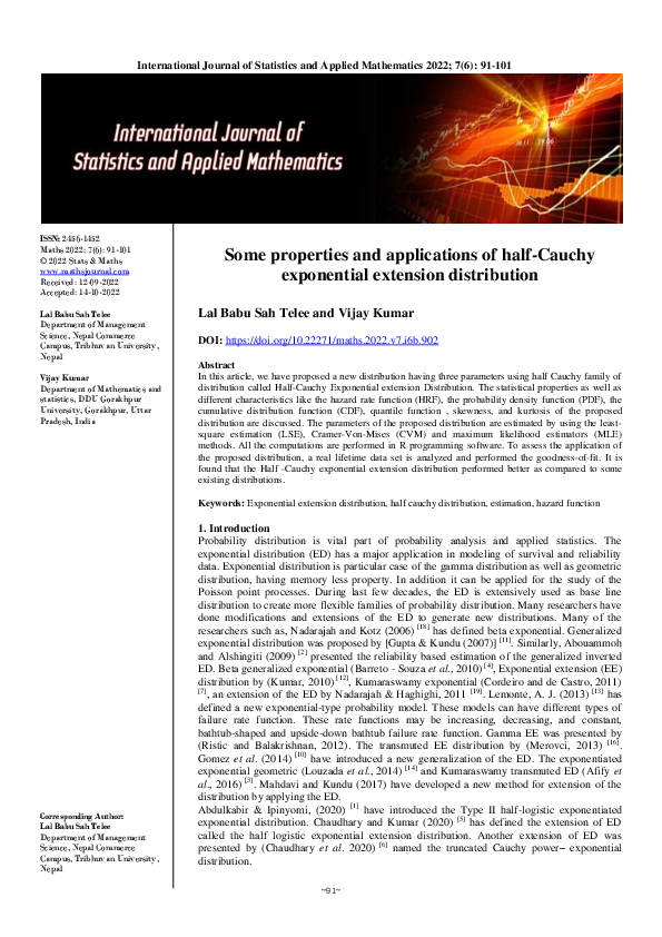 (PDF) Some properties and applications of half-Cauchy exponential ...