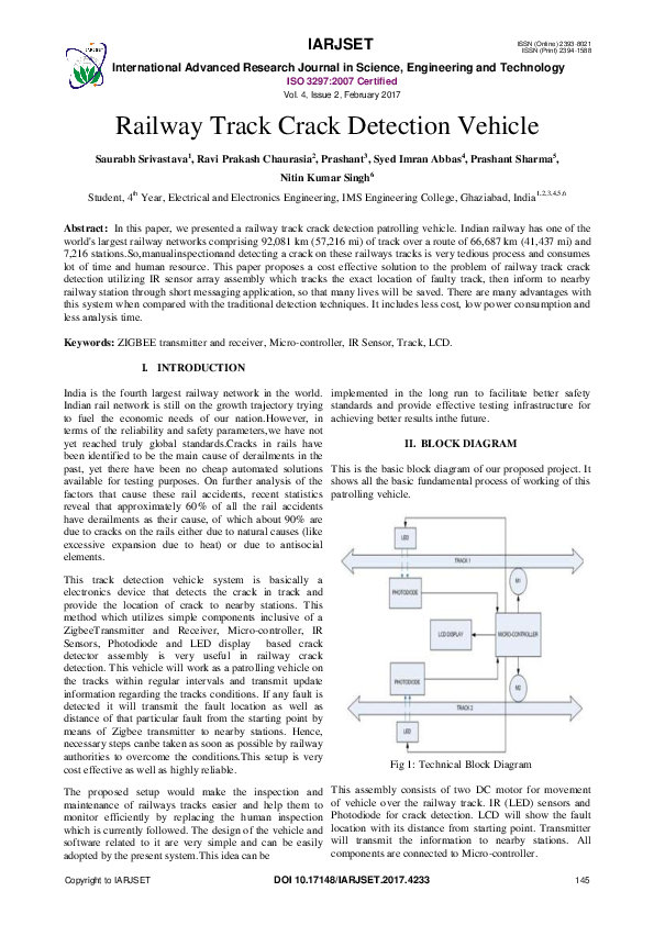 Pdf Railway Track Crack Detection Vehicle