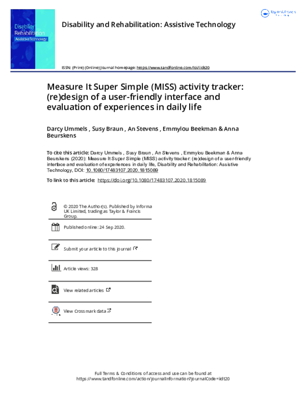(PDF) Measure It Super Simple (MISS) activity tracker: (re)design of a ...