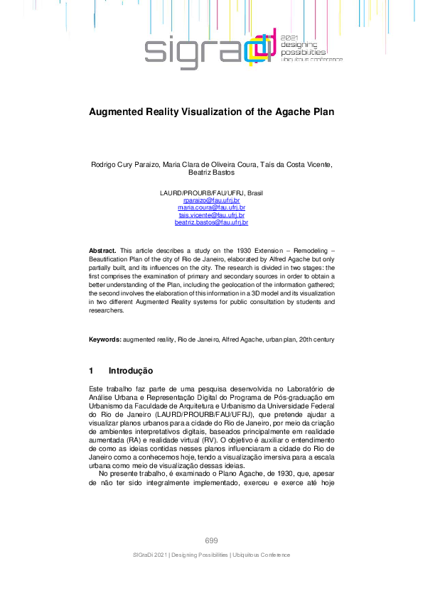 (PDF) Augmented Reality Visualization of the Agache Plan