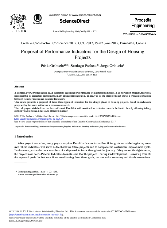 (PDF) Proposal of Performance Indicators for the Design of Housing Projects