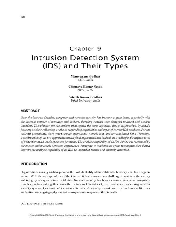 (PDF) Intrusion Detection System (IDS) and Their Types