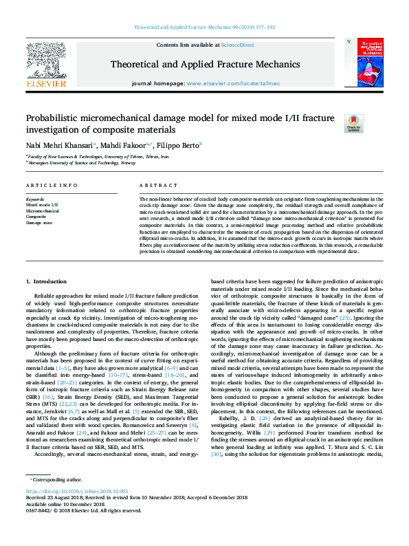 (PDF) Probabilistic micromechanical damage model for mixed mode I/II fracture investigation of ...