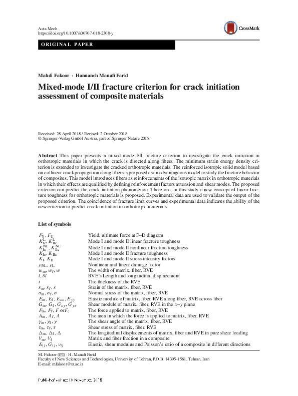(PDF) Mixed-mode I/II fracture criterion for crack initiation assessment of composite materials