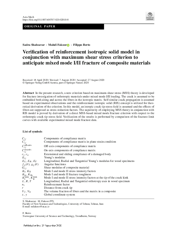 (PDF) Verification of reinforcement isotropic solid model in conjunction with maximum shear ...
