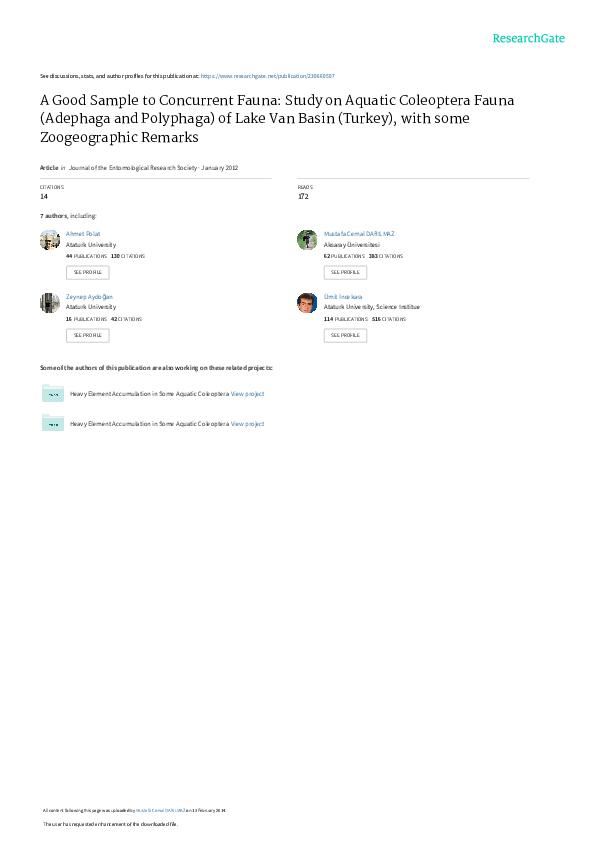 (PDF) A Good Sample to Concurrent Fauna: Study on Aquatic Coleoptera ...