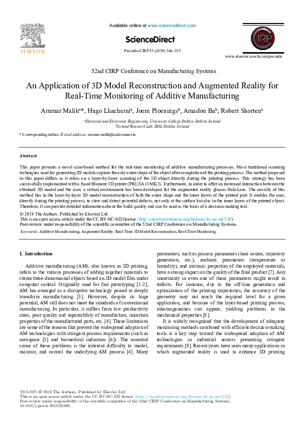(PDF) An Application of 3D Model Reconstruction and Augmented Reality for Real-Time Monitoring ...