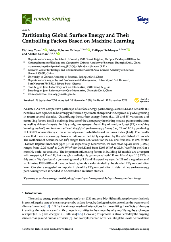 (PDF) Partitioning Global Surface Energy and Their Controlling Factors Based on Machine Learning