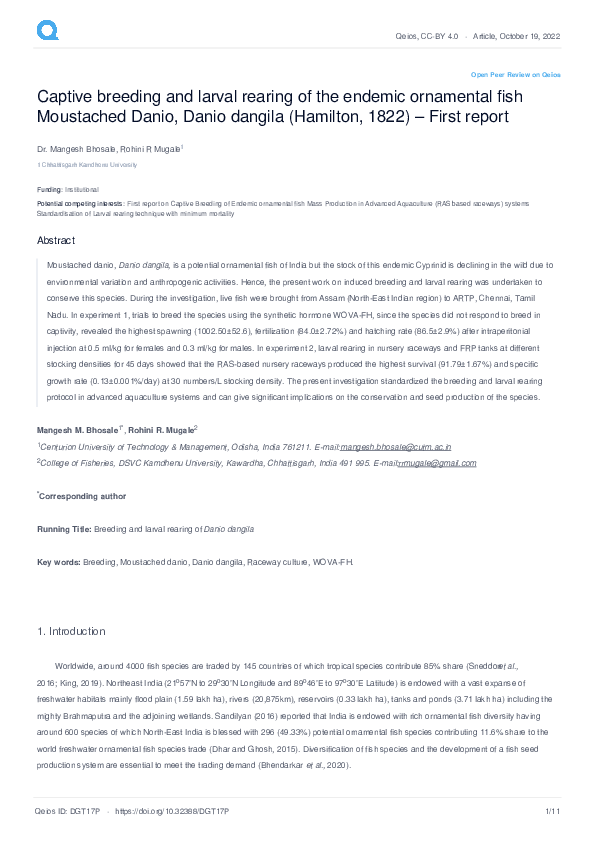 (PDF) Captive breeding and larval rearing of the endemic ornamental ...