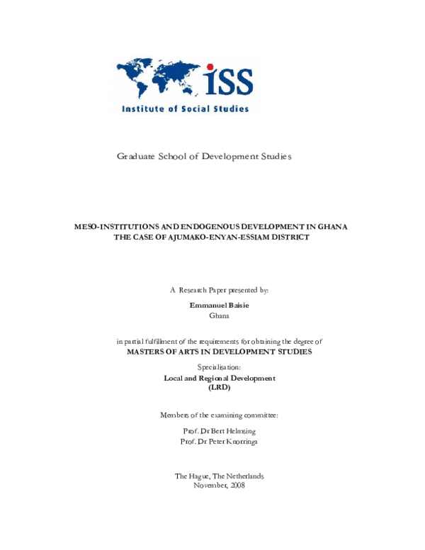 (PDF) Meso-Institutions and Endogenous Development in Ghana: The Case ...
