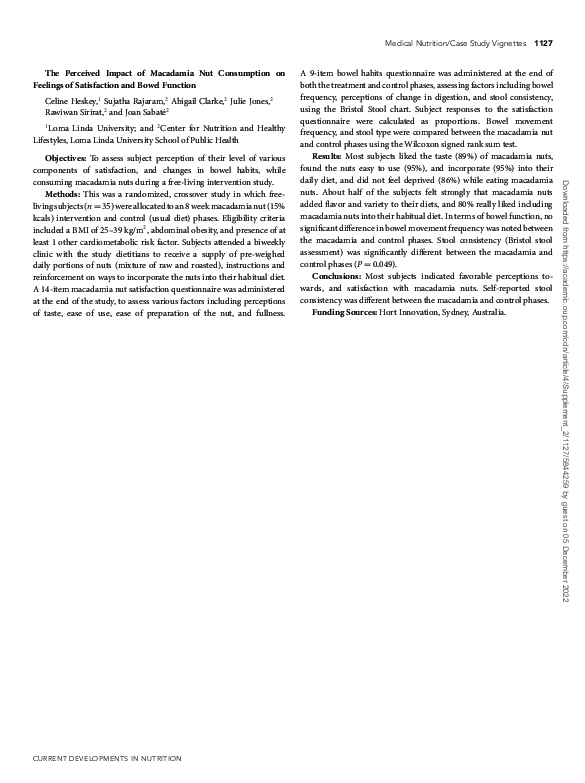 (PDF) The Perceived Impact of Macadamia Nut Consumption on Feelings of Satisfaction and Bowel ...