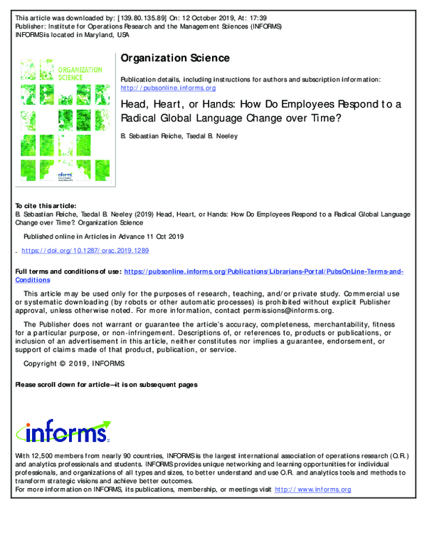 (PDF) Head, Heart, or Hands: How Do Employees Respond to a Radical ...