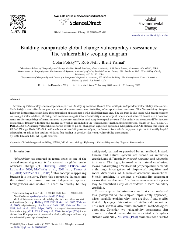 (PDF) Building comparable global change vulnerability assessments: The ...