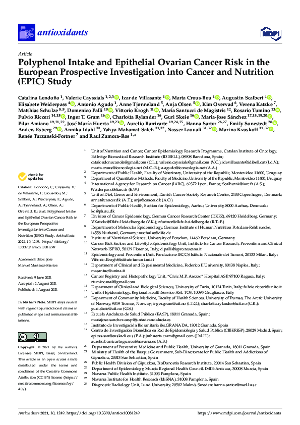 (PDF) Polyphenol Intake and Epithelial Ovarian Cancer Risk in the ...