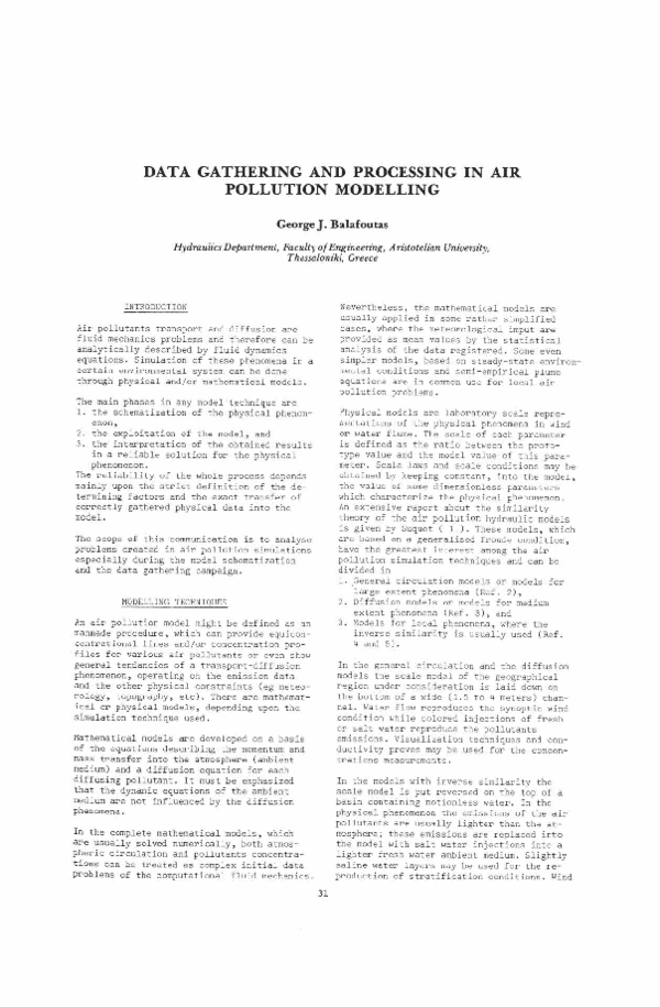 (PDF) Data Gathering and Processing in Air Pollution Modelling
