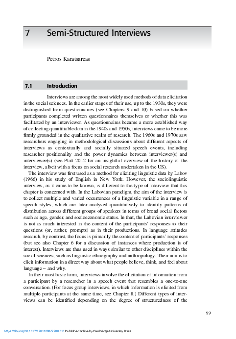 (PDF) Semi-structured interviews
