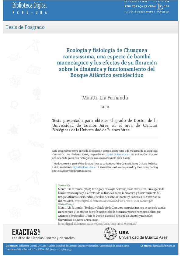 (PDF) Ecología y fisiología de Chusquea ramosissima, una especie de ...
