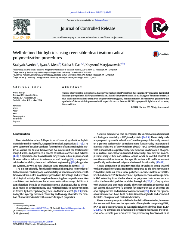 (PDF) Well-defined biohybrids using reversible-deactivation radical ...