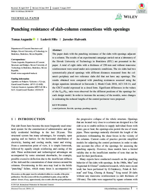 (PDF) Punching Resistance of Slabs with Openings
