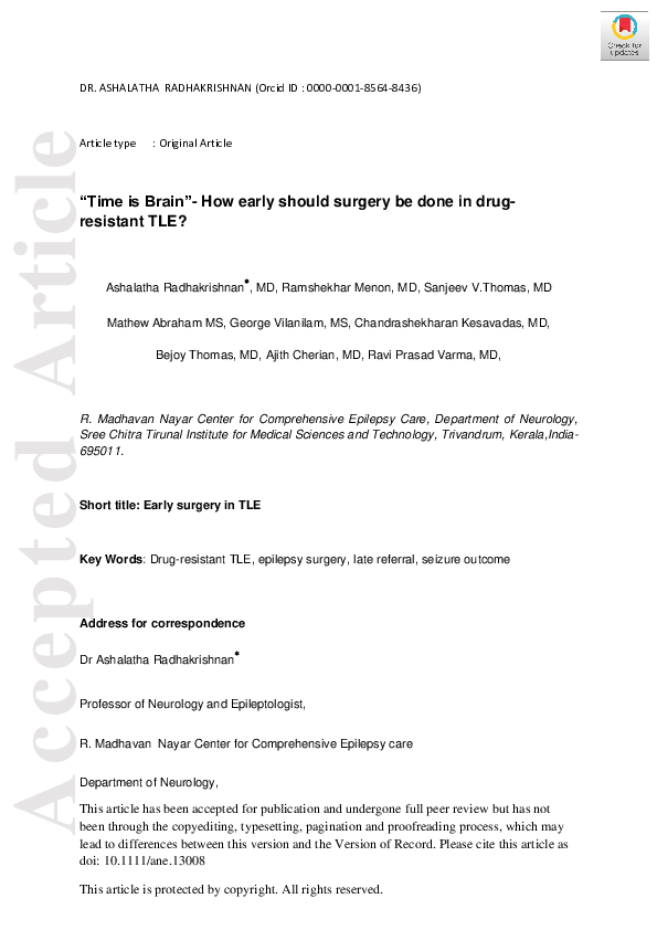(PDF) “Time is Brain”-How early should surgery be done in drug ...