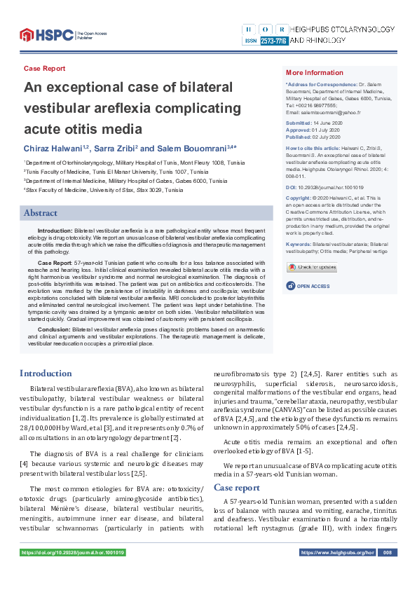 (PDF) An exceptional case of bilateral vestibular areflexia ...