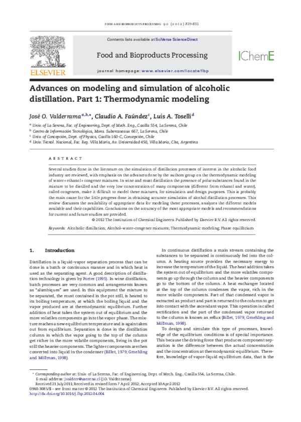 (PDF) Advances on modeling and simulation of alcoholic distillation ...