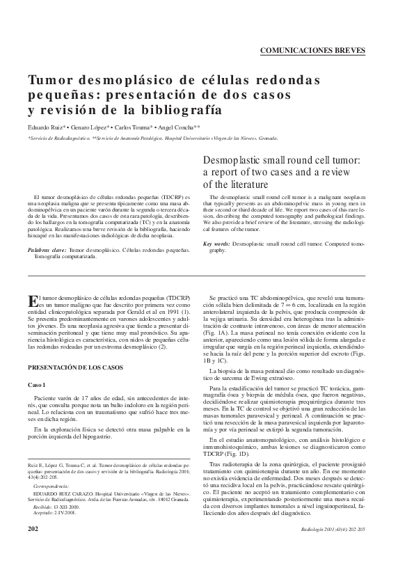 (PDF) Tumor desmoplásico de células redondas pequeñas: presentación de ...
