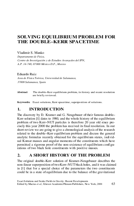 (PDF) Solving Equilibrium Problem for the Double-Kerr Spacetime