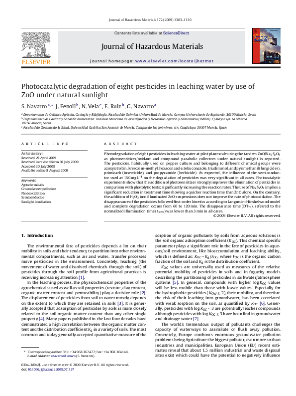 (PDF) Photocatalytic degradation of eight pesticides in leaching water ...