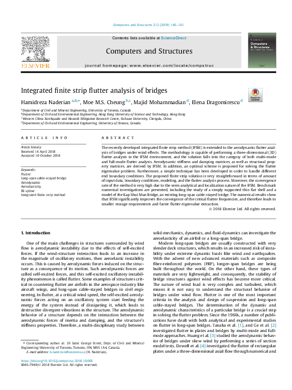 (PDF) Integrated finite strip flutter analysis of bridges