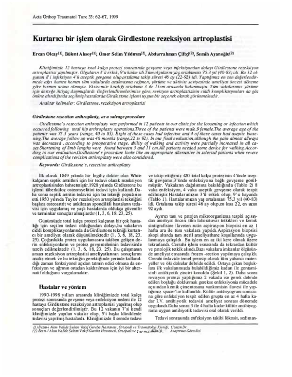(PDF) Girdlestone resection arthroplasty, as a salvage procedure