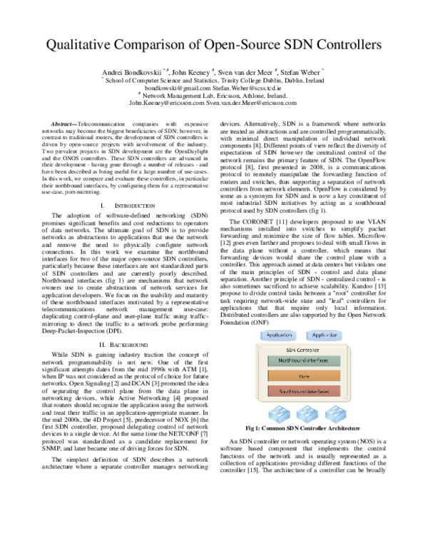 (PDF) Qualitative comparison of open-source SDN controllers