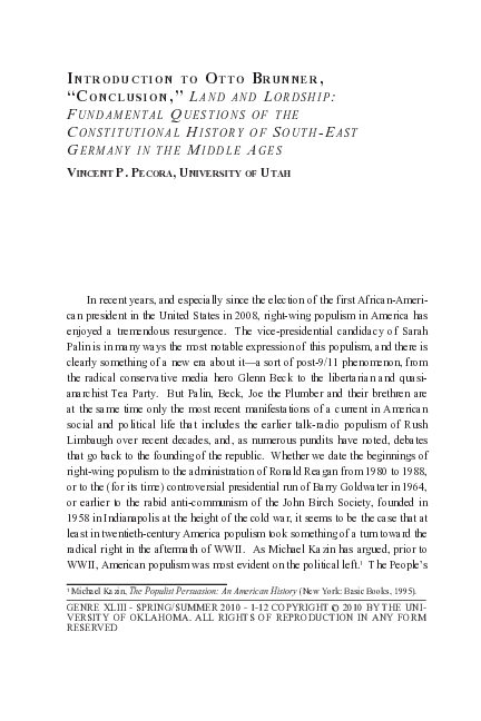 (PDF) Introduction to Otto Brunner, “Conclusion,” Land and Lordship ...