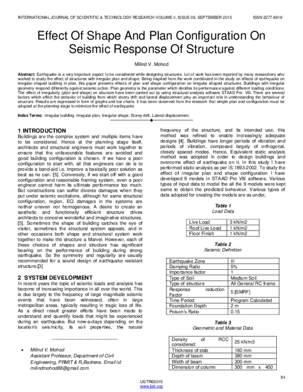 (PDF) Effect Of Shape And Plan Configuration On Seismic Response Of ...