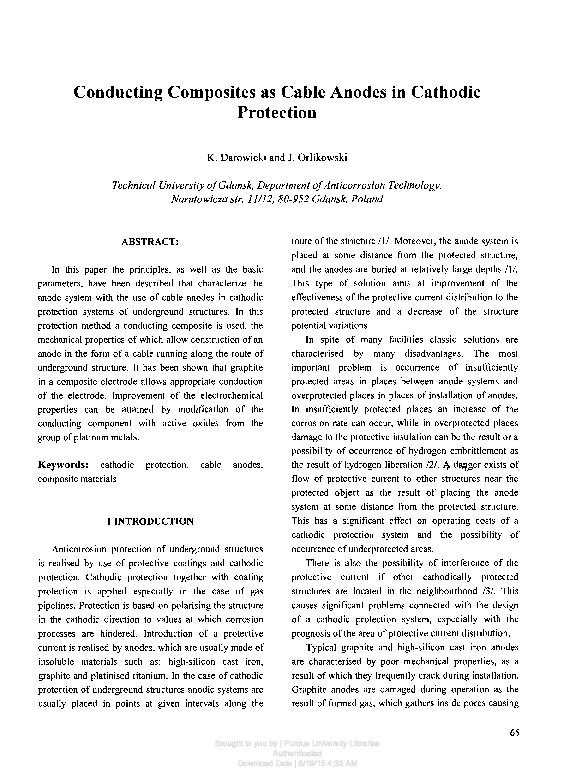 (PDF) Cable Anodes in Cathodic Protection Systems