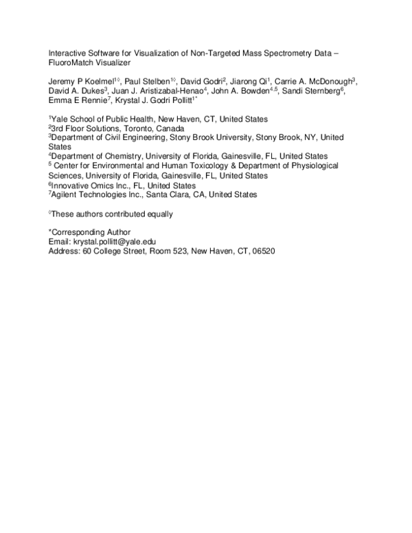 (PDF) Interactive Software for Visualization of Non-Targeted Mass ...