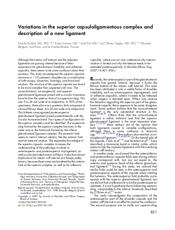 (PDF) Variations in the superior capsuloligamentous complex and ...