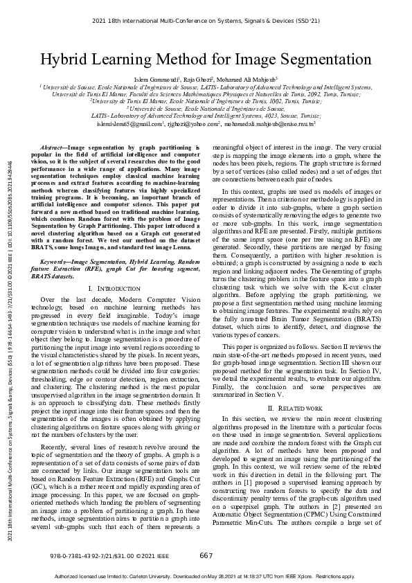 (PDF) Hybrid Learning Method for Image Segmentation