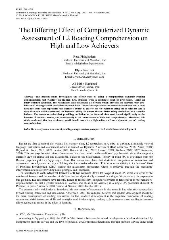 (PDF) The Differing Effect of Computerized Dynamic Assessment of L2 ...