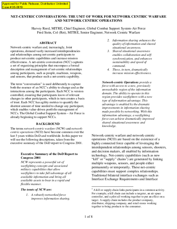 (PDF) Net-Centric Conversations: The Unit of Work for Network Centric ...