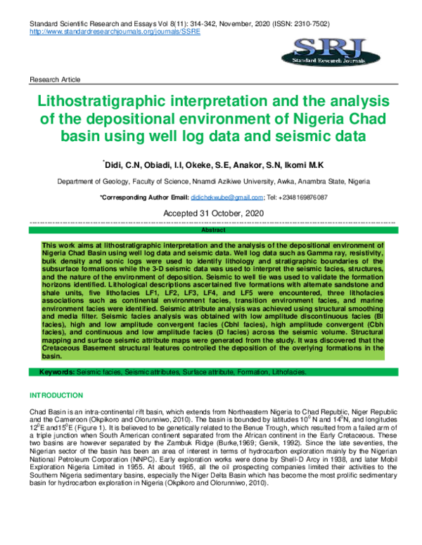 (PDF) Lithostratigraphic interpretation and the analysis of the depositional environment of ...