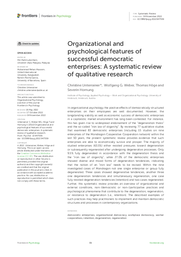 (PDF) Organizational and psychological features of successful ...