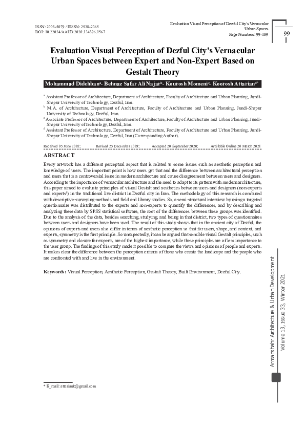 (PDF) Evaluation Visual Perception of Dezful City's Vernacular Urban ...