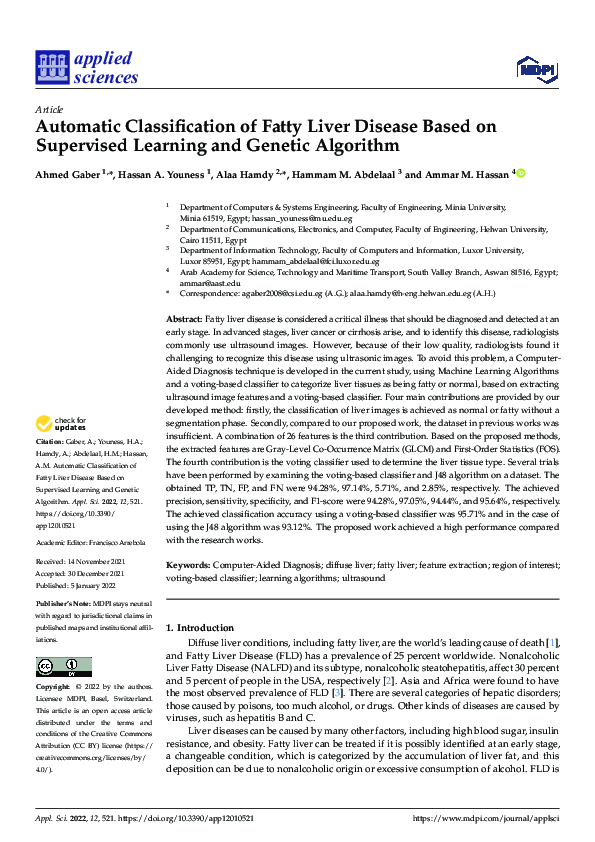 (PDF) Automatic Classification of Fatty Liver Disease Based on Supervised Learning and Genetic ...