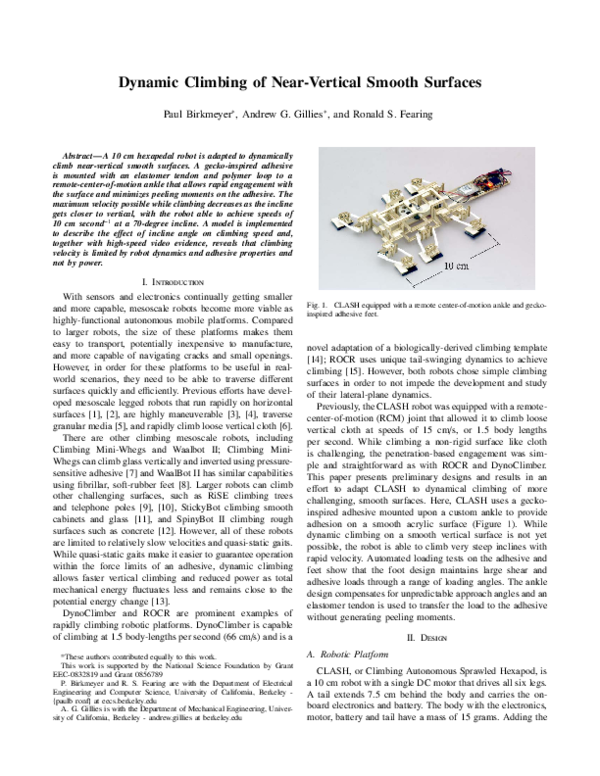 (PDF) Dynamic climbing of near-vertical smooth surfaces