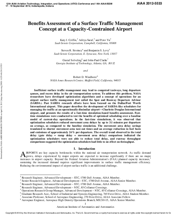 (PDF) Benefits Assessment of a Surface Traffic Management Concept at a ...