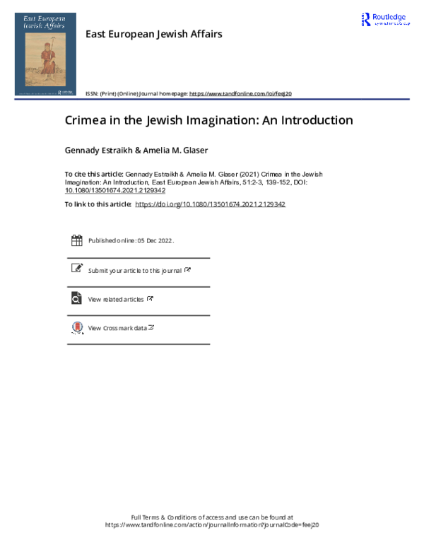 (PDF) Crimea in the Jewish Imagination: An Introduction