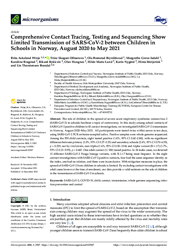 (PDF) Comprehensive Contact Tracing, Testing and Sequencing Show ...