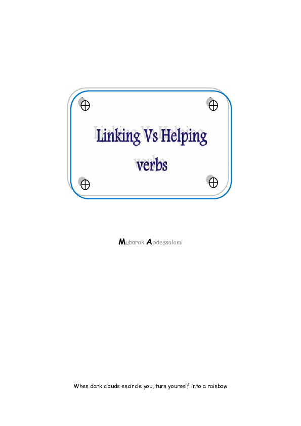 (PDF) Linking Vs Helping Verbs